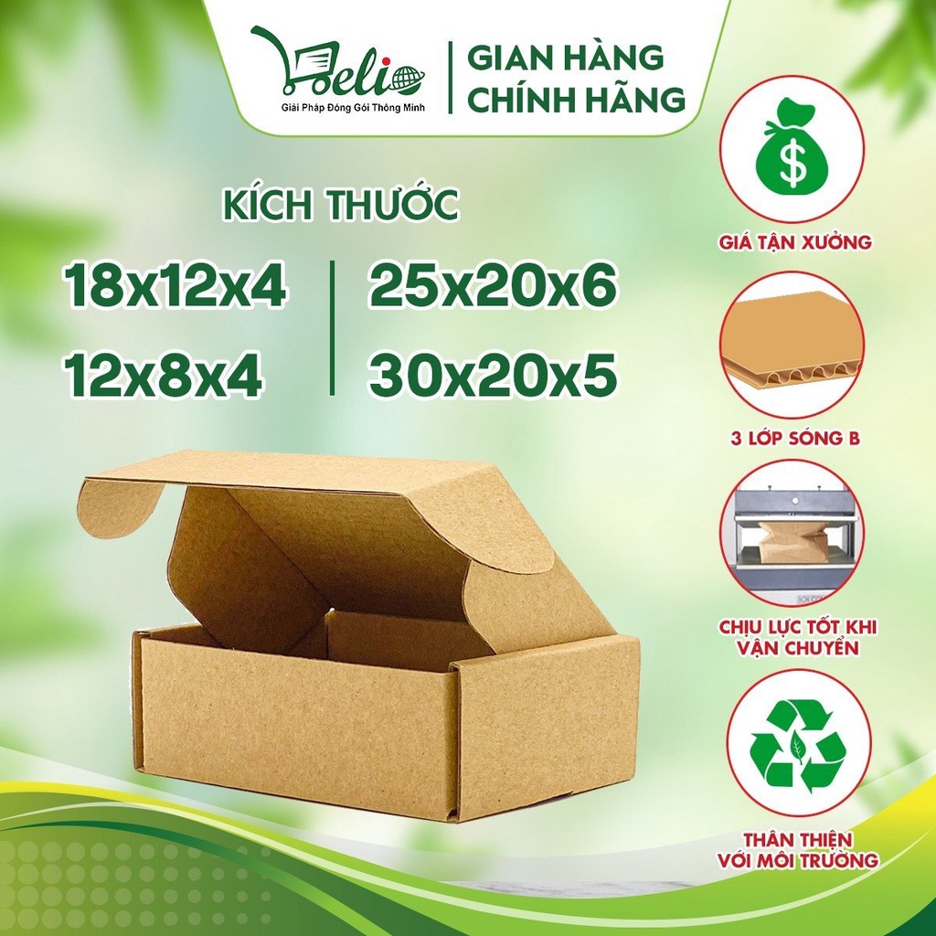 Size 12x8x4,18x12x4,25x20x6,30x20x5 - Hộp giấy carton nắp gài giá rẻ ...