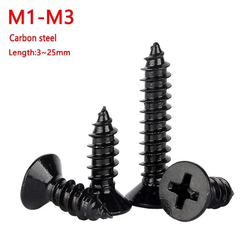 Vít Đầu Dẹt Bằng Thép Màu Đen Mini Cho M1 M1.2 M1.4 M1.7 M2 M2.3 M2.6 M3 | Shopee Việt Nam