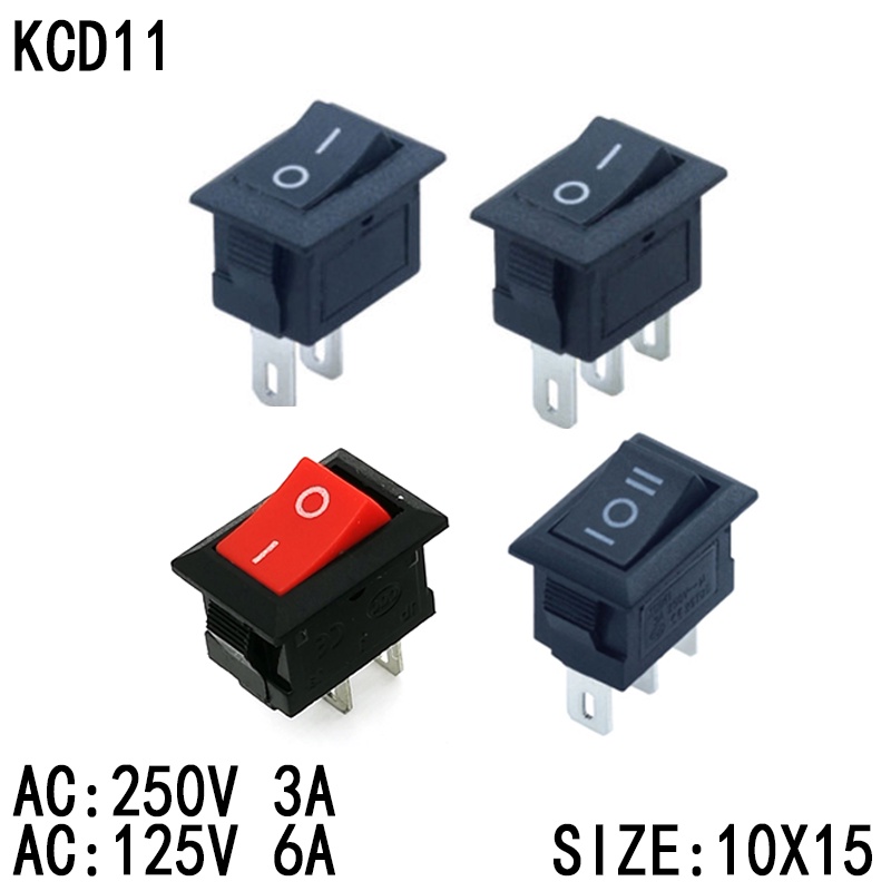 Set 10 Công Tắc Bật / Tắt KCD11 10x15mm 3A 250V SPST 2Pin 3pin Cho Tàu ...