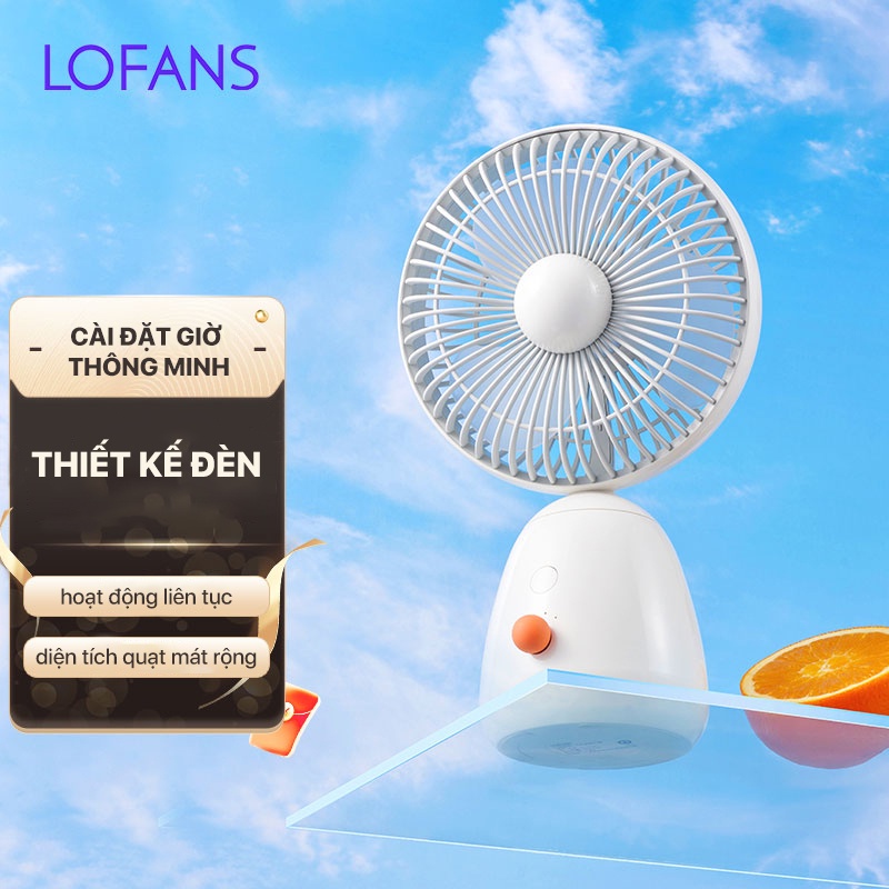 Quạt để bàn tích điện Lofans FS1 thiết kế đèn cài đặt giờ thông minh | Shopee Việt Nam