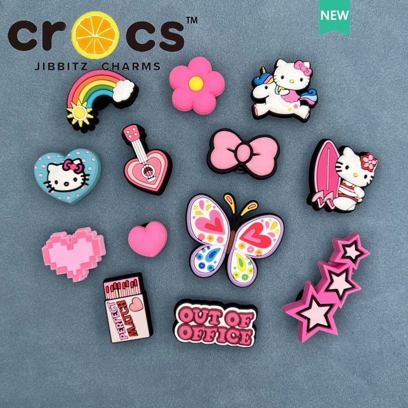 Charm crocs jibbitz Khóa Cài Trang Trí Giày Hình Hello Kitty Màu Hồng ...