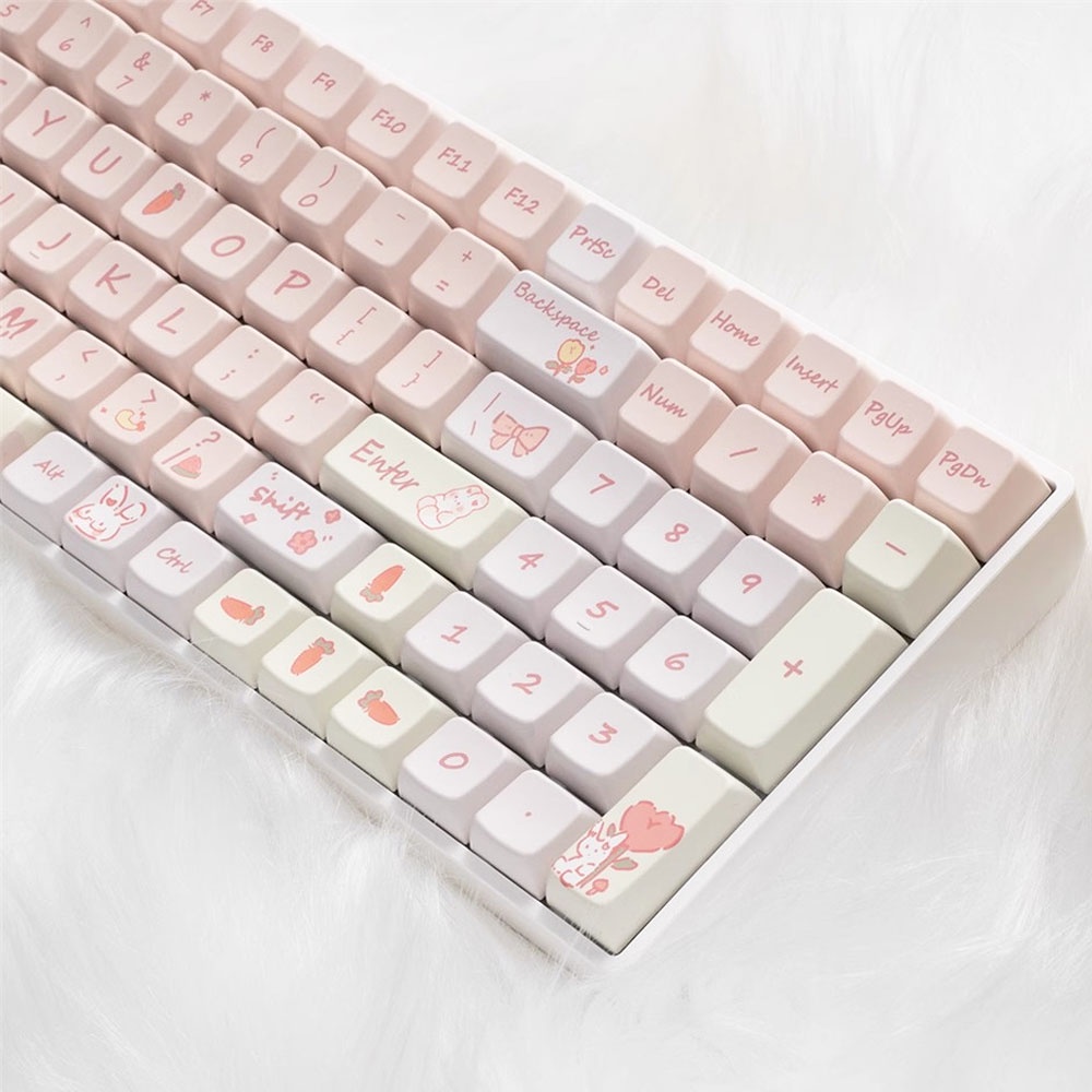 148 Keys MDA keycaps fragrant rabbit theme ball caps PBT pink five ...
