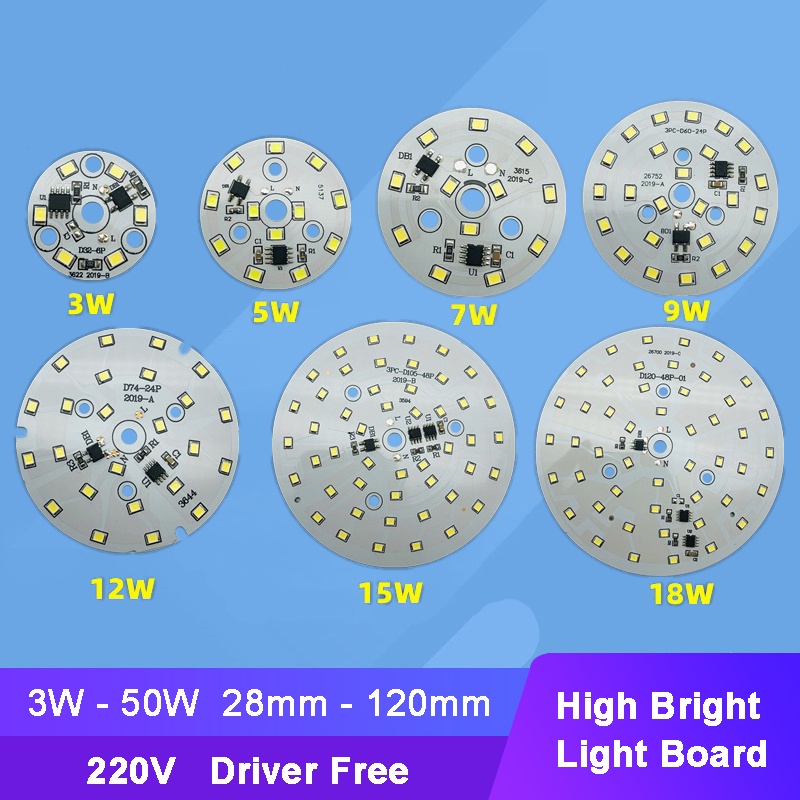 Chip ĐèN Led HìNh TròN AC 220V 2835 SMD 3W - 18W 28mm-120mm - Bộ 2 CáI ...
