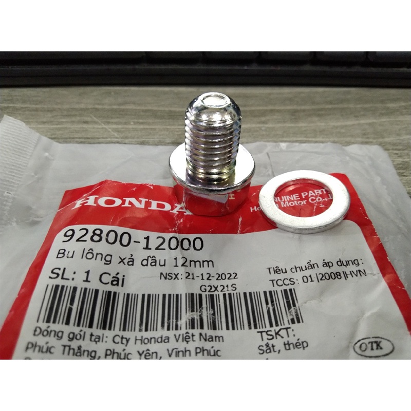 Ốc xả nhớt máy xe số honda kèm lông đền ( 9280012000 ) (cái) | Shopee ...
