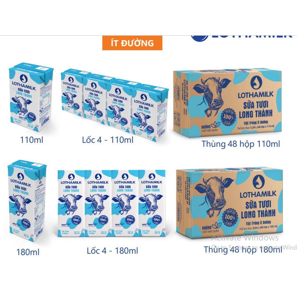 Sữa tươi ít đường Long Thành 110ml thùng 48 hộp | Shopee Việt Nam