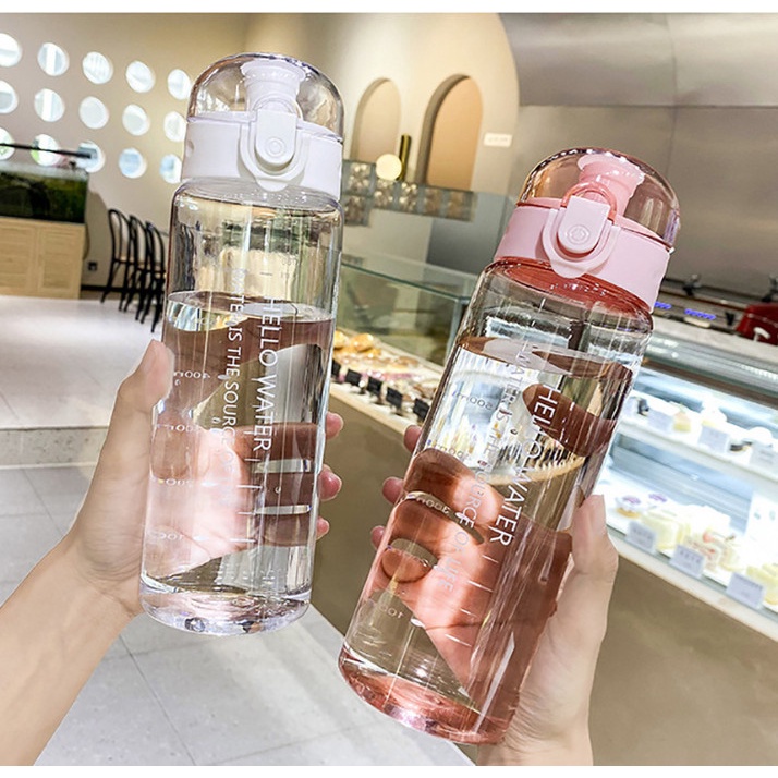 Bình nước thể thao, bình nước hello water trong suốt 780ml nhựa trong ...