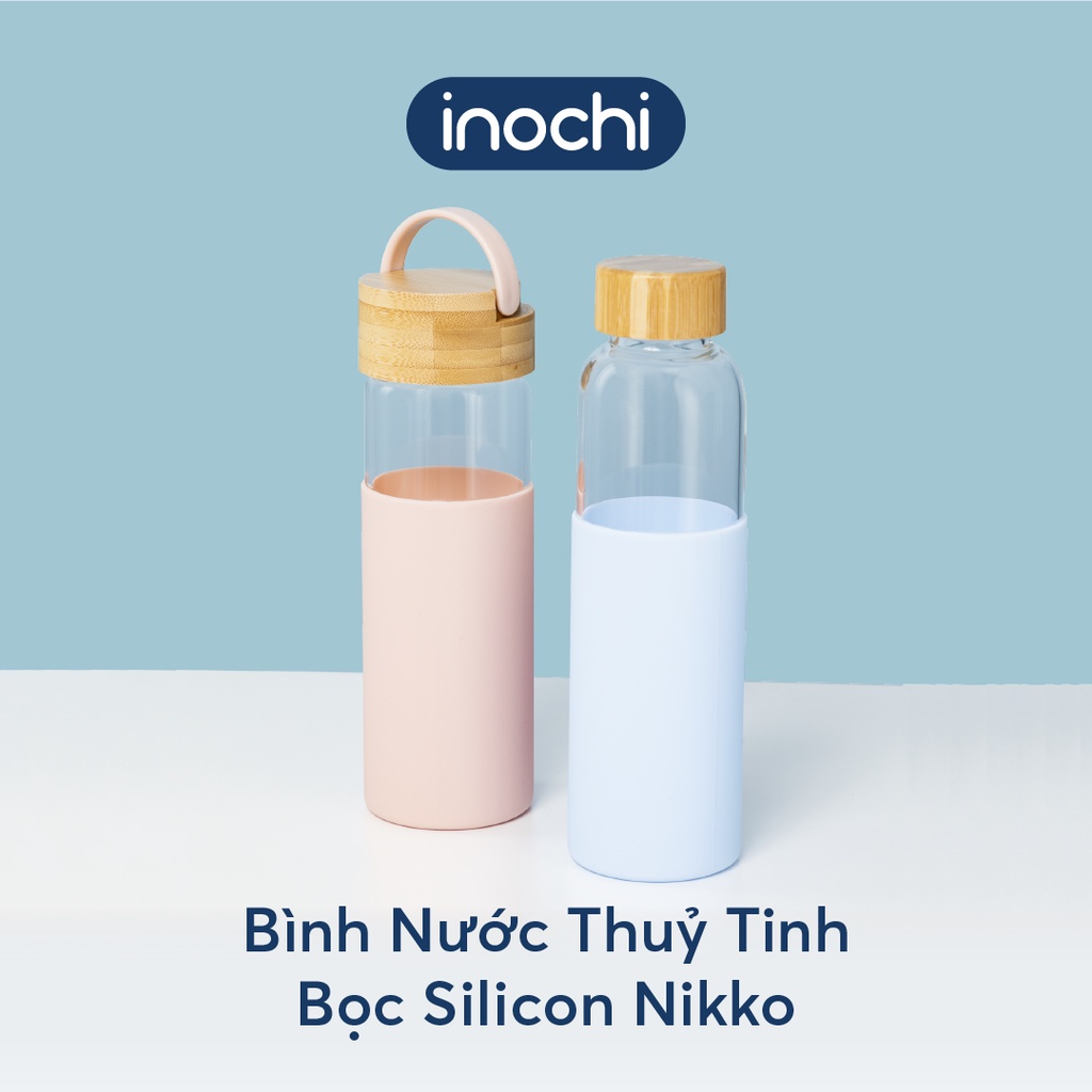 Bình Nước Thủy Tinh Inochi Nikko 550ml: Bọc silicon, chất liệu cao cấp ...