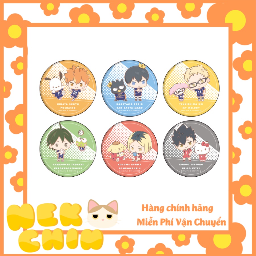 [NekochinHN][Sẵn] Badge nhân phẩm Haikyuu Sanrio 01 | Shopee Việt Nam