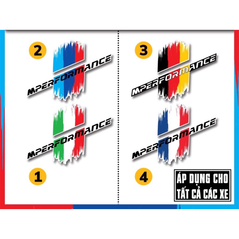 tem sticker mẫu performance dán đủ các dòng xe | Shopee Việt Nam