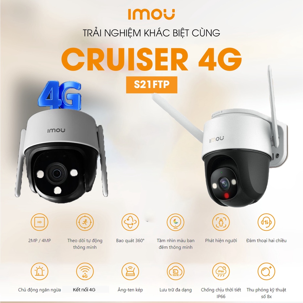 Camera imou Cruiser 4G S21FTP dùng sim 4G,Đàm thoại hai chiều-Kho ...