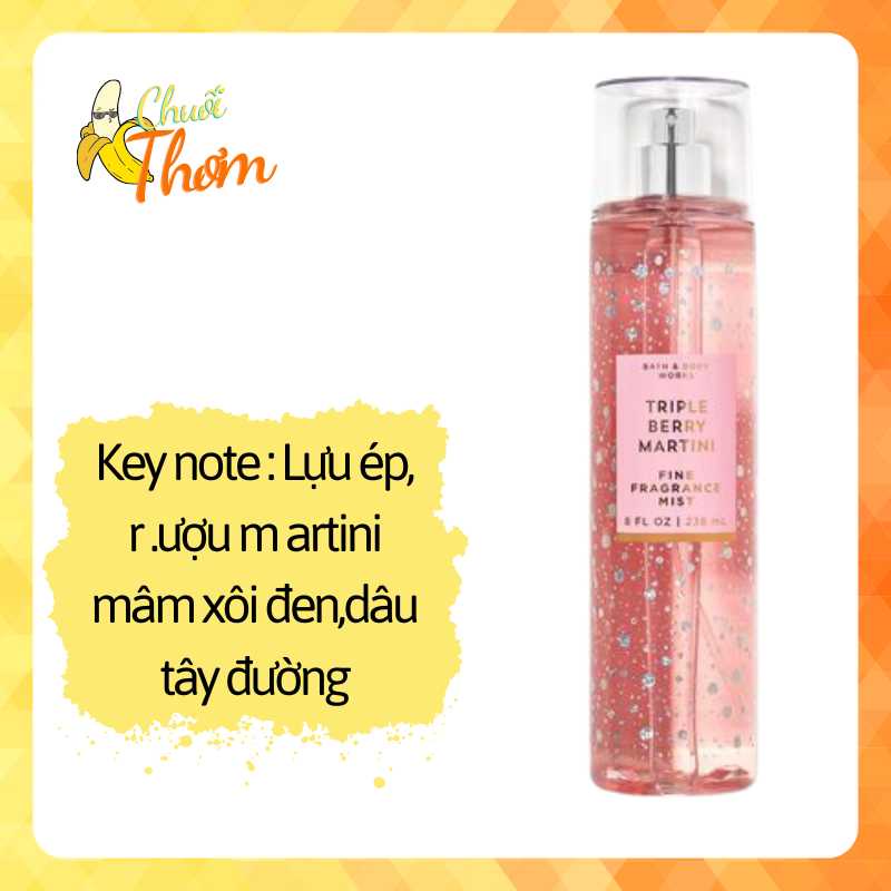 TESTER TRIPLE BERRY MARTINI - Xịt thơm Body Mist Bath and Body Works ...