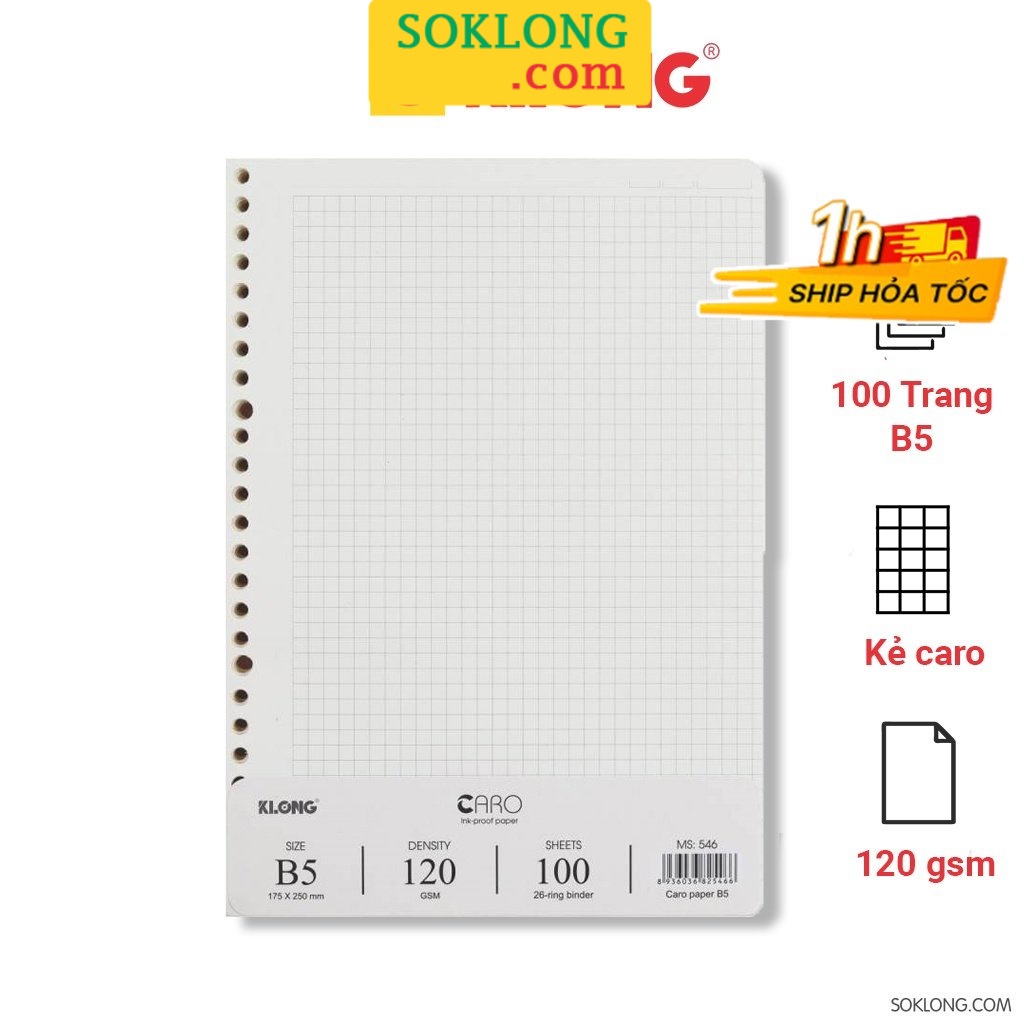 Ruột sổ còng B5 Caro 5x5 - 100 tờ Klong dày dặn MS 546 VPP KLONG | Shopee Việt Nam