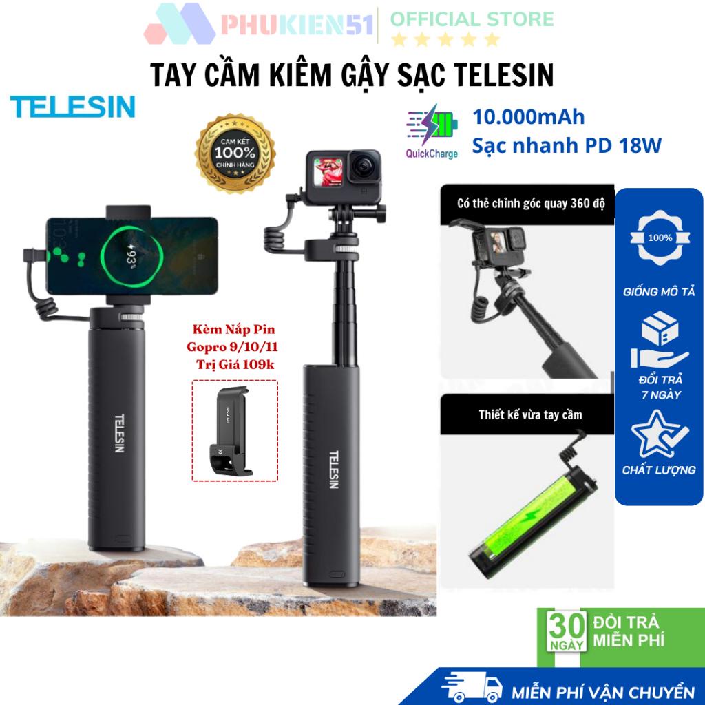 Gậy kiêm sạc Telesin Gopro Insta360 Ace Pro 2 Osmo Action 5 PRO 4 3 ...
