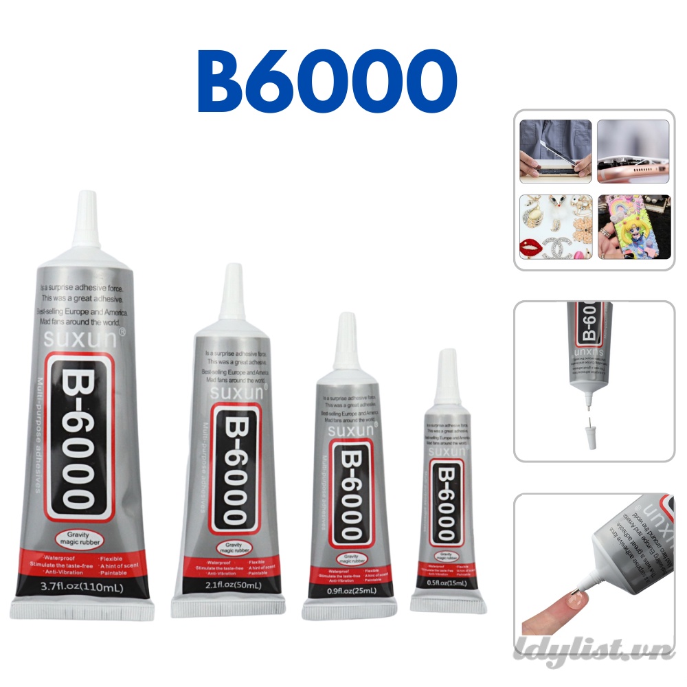 ღ 15/25/50/110ml Keo dán vạn năng B-6000 DIY Beauty Drill Glue Clear Contact Sửa chữa điện thoại ...