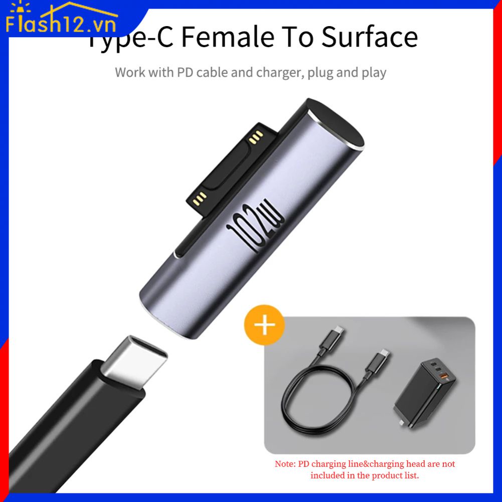 Bộ Chuyển Đổi Từ Tính Type C 102W Cho Microsoft Surface USB-C Đầu Cái Sang PD Bộ Chuyển Đổi Sạc ...