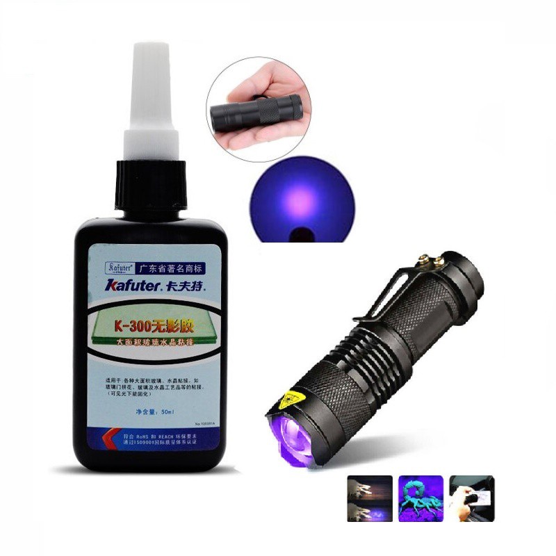 Chai 50ml Keo (UV K-300) trong suốt dán thủy tinh/ pha lê/ mica đa dụng ...