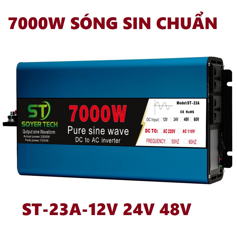 Bộ chuyển đổi điện Sin Chuẩn 7000W-Bộ Đổi Nguồn 12V/24V/48V sang 220V Sin Chuẩn 7000w-Mã ST23A ...