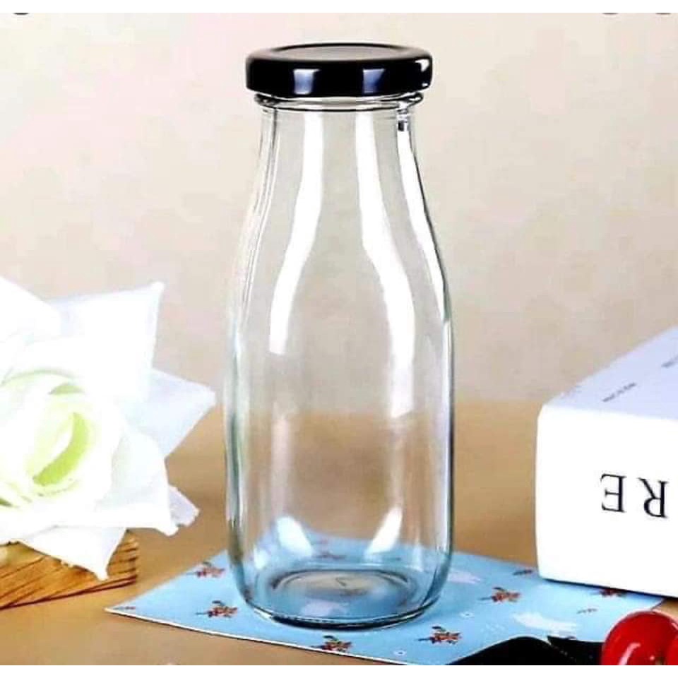 Chai thuỷ tinh đựng sữa hạt nước trái cây 200ml -300ml nắp vặn thiếc đựng nươc trái cây, sinh tố ...