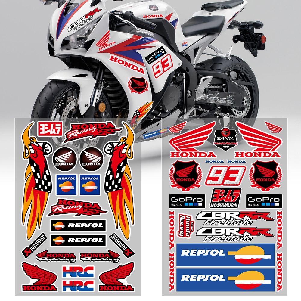 Miếng Dán Phản Quang In Logo Trang Trí Bình Xăng Xe Mô Tô HONDA REPSOL ...