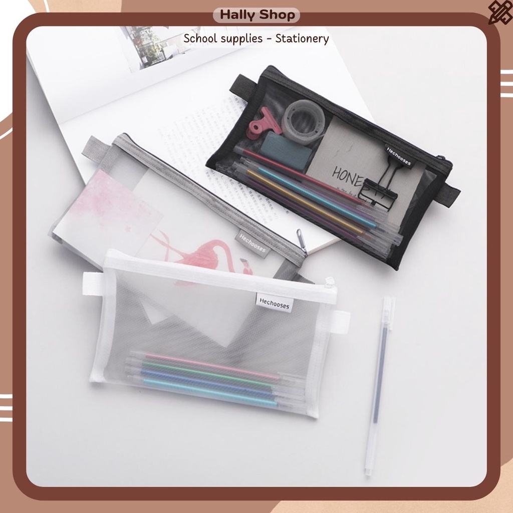 Hộp bút đa năng túi đựng bút trong suốt có khoá kéo cho học sinh sinh ...