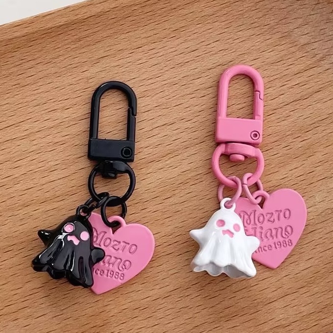 Little ghost keychain ghost love mặt dây chuyền keychain pink schoolbag ...