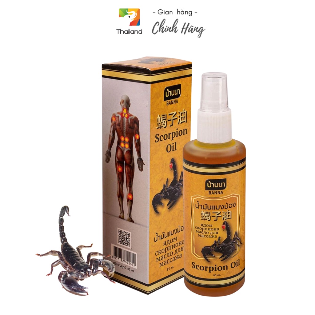 Dầu xịt xoa bóp nọc bò cạp Banna Scorpion Oil 85ml (Thái Lan) | Shopee ...