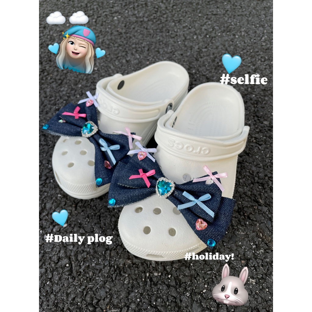 Cô gái ngọt ngào nơ crocs charm jibbitz clog jibbitz set sticker crocs ...