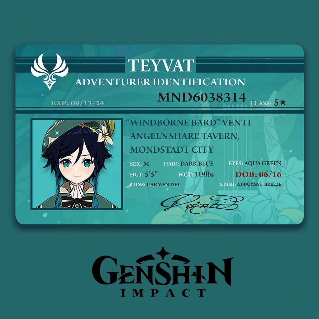 Card Bo Góc Genshin Impact ID Card [ Venti Mona Kaeya Razor Klee ...