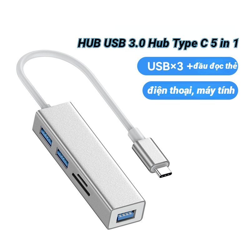 HUB USB 3.0 Hub Type C 5 in 1 đầu đọc thẻ,Kết Nối Truyền Tải Dữ Liệu ...