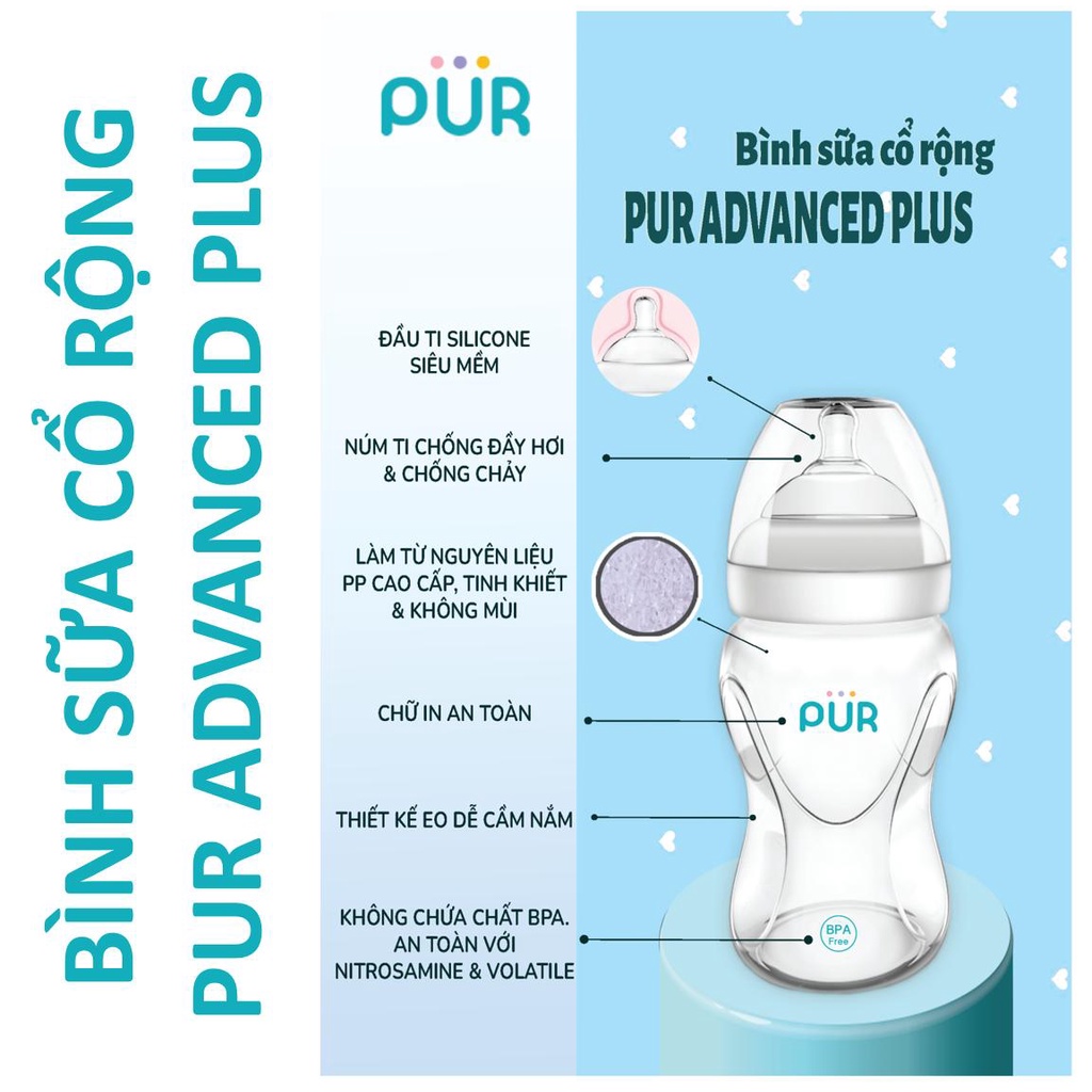PURE NATURE - BÌNH SỮA PUR CỔ RỘNG MILK SAFE (9811-9812) | Shopee Việt Nam