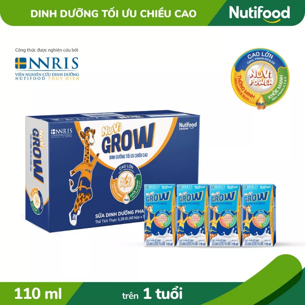 Thùng 48 Hộp Sữa Bột Pha Sẵn NUVI GROW 110ml HSD T7-2025 [Mẫu Mới ...