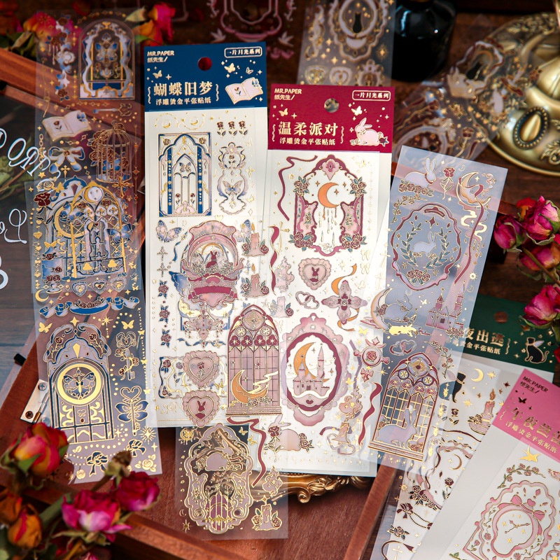 Bộ 3 Tấm Sticker Dán Trang Trí Họa Tiết Dập Nổi Phong Cách Châu Âu Cổ ...