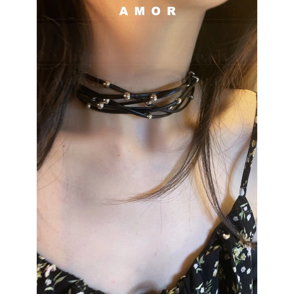 Vòng Cổ Choker Da PU Nhiều Lớp Màu Đen Phong Cách Gothic Ngọt Ngào Y2K ...