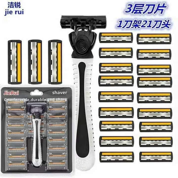 SÉT DAO CẠO RÂU JIERUI 2 LƯỠI CỦA ĐỨC TẶNG KÈM 21 LƯỠI DAO | Shopee ...