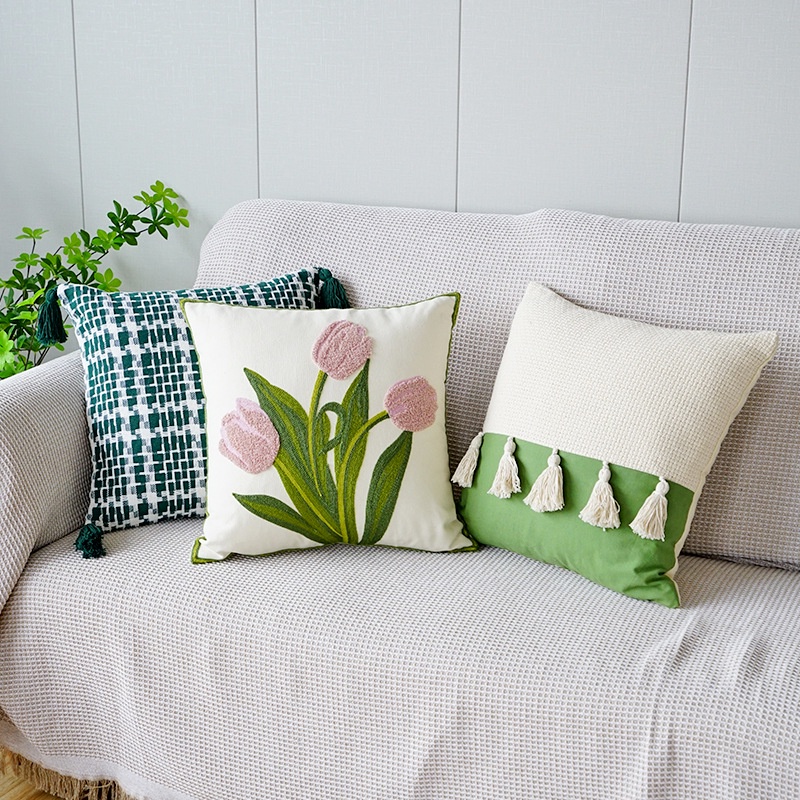 Vỏ Gối Sofa Thêu Hình Hoa Tulip Đơn Giản | Shopee Việt Nam