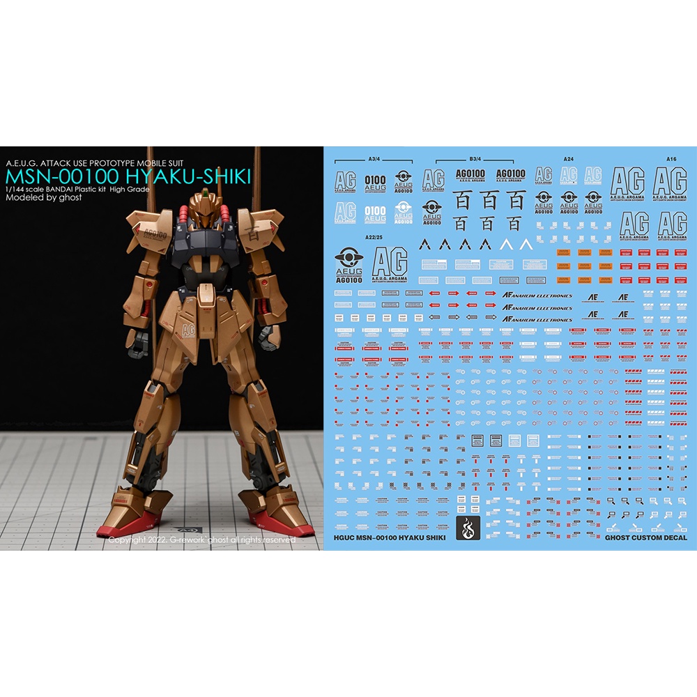 Yan GHOST HGUC HG Z GOLD HYAKU-SHIKI rework Decal Trượt Nước (HG070 ...