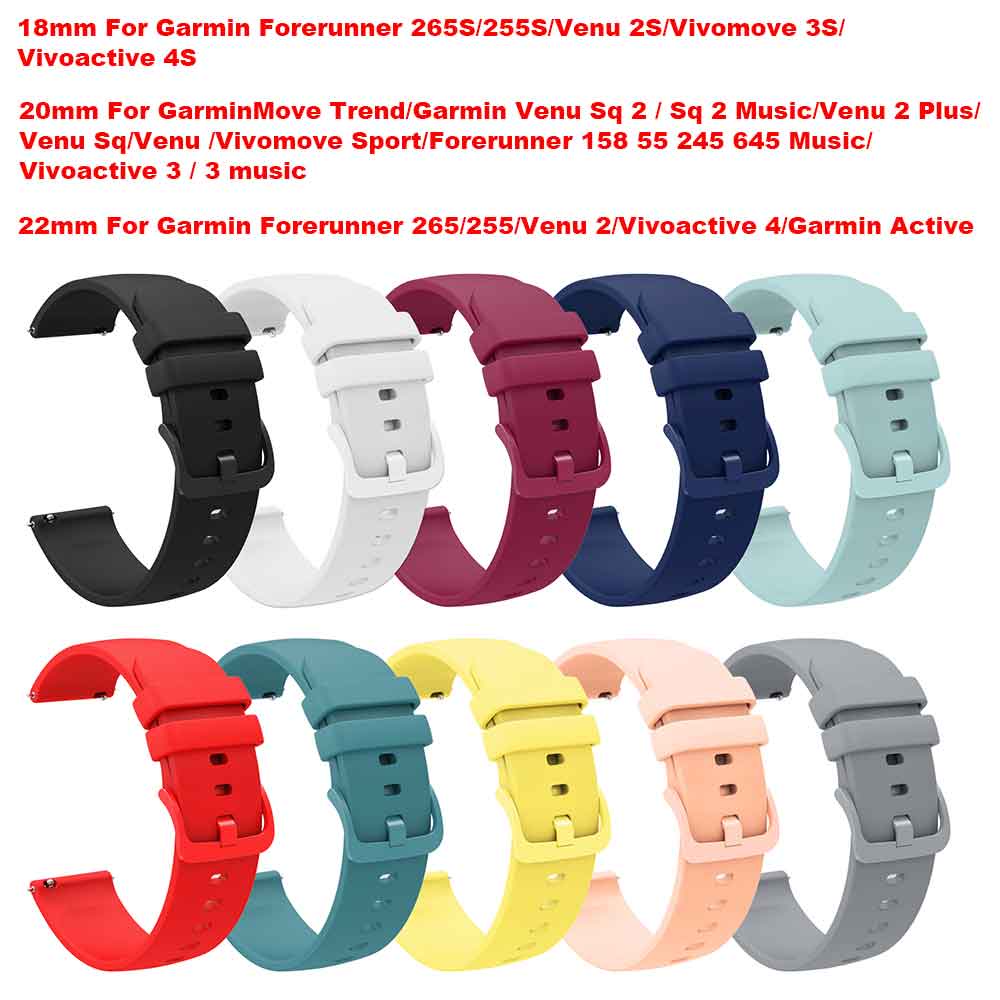 Dây Đeo Silicon 18 20 22mm Cho Đồng Hồ garmin forerunner 265 265s 255 ...