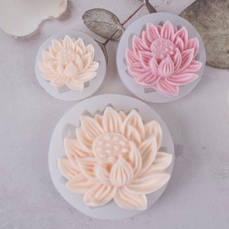 Ivy 3d lotus-flower shaped silicone soap mold lotus-candle mold seedpod ...