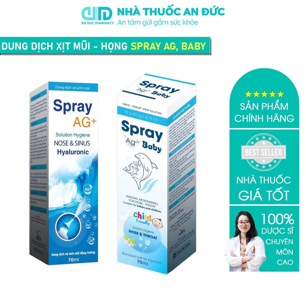Combo Bình Xịt Mũi Nước Biển Sâu Spray Ag+ và Spray Ag+ Baby – Nhà thuốc An Đức | Shopee Việt Nam