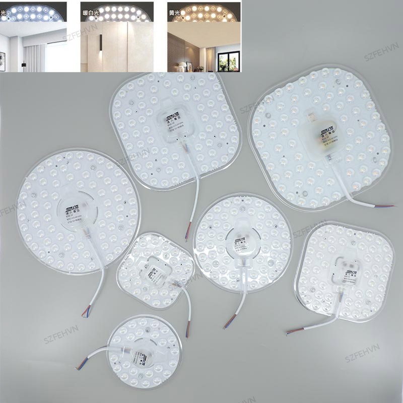 Bảng Đèn LED Tròn / Vuông 36W 24W 12W SMD2835 chips AC 220V Gắn Trần ...