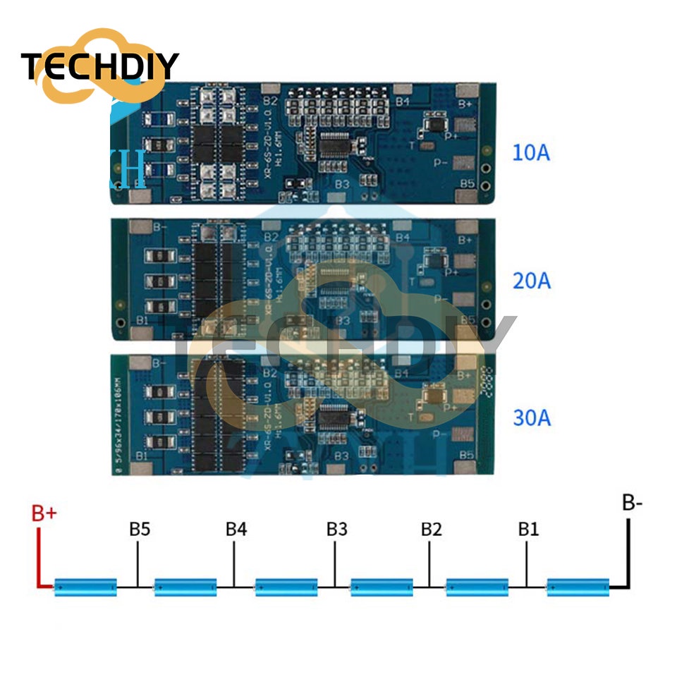 Bảng Mạch Cân Bằng 6S BMS 10A 20A 30A 22.2V Li-ion Lithium 18650 Chuyên ...