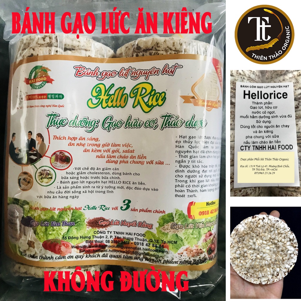 Bánh gạo lứt ăn kiêng Hello Rice bánh gạo lức nguyên hạt 17bánh/1cây ...