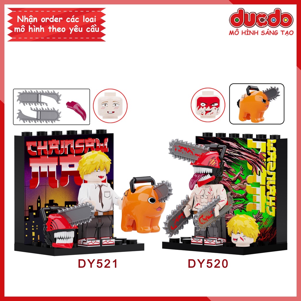 Minifigures nhân vật Quỷ Máy Cưa Chainsaw Man Denji Pochita - Đồ chơi Lắp ghép Xếp hình Mini Mô ...