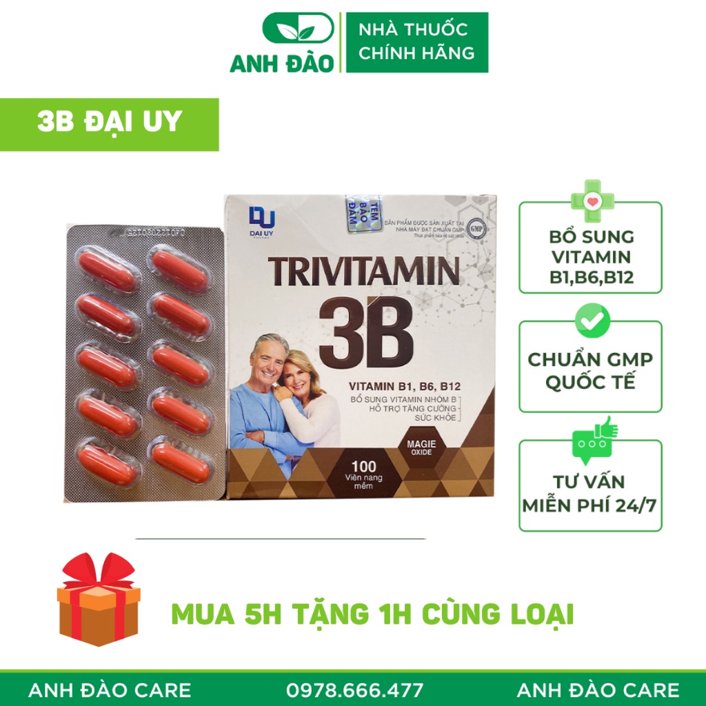 Viên uống TRIVITAMIN 3B , vitamin b1, b6 ,b12 bổ sung vitamin nhóm b ...