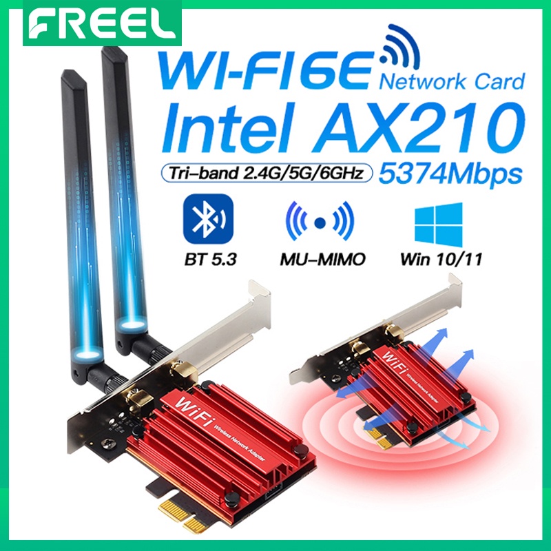 Card Mạng WiFi 6E Intel AX210 Ba-Band PCI-E Bluetooth 5.3 2.4GHz / 5GHz ...