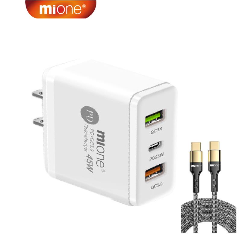 Củ sạc nhanh 45W Mione USB Type C 25W 3 cổng cho IP 12 13 14 Pro Max ...