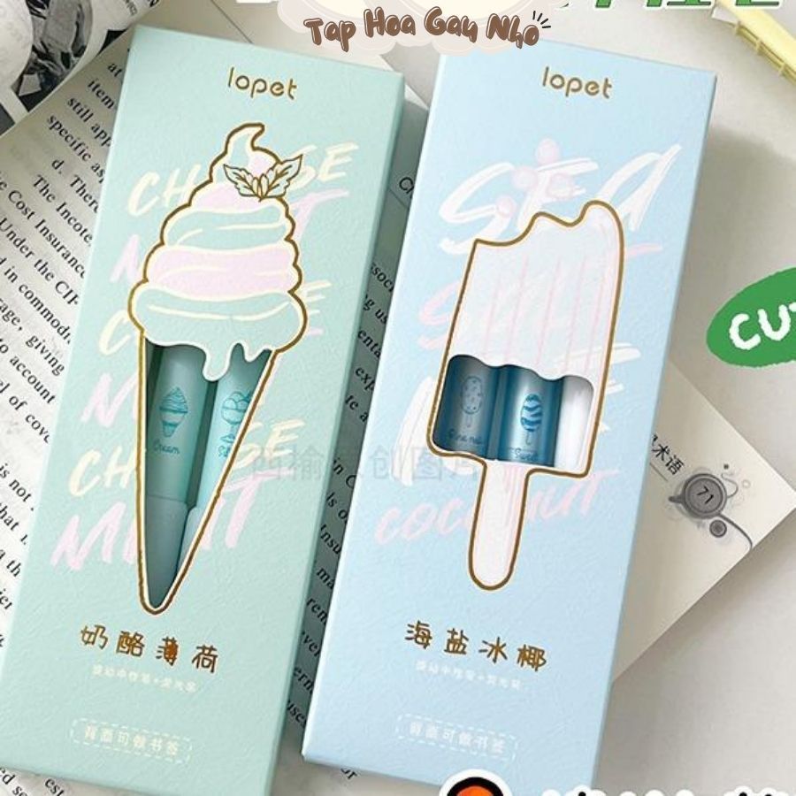 Hộp 4 bút LOPET ICE CREAM Sea salt ice coconut & Cheese mint ...