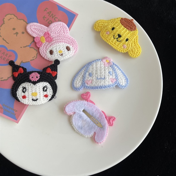 MEOWU Kẹp Tóc Mái Đan Len Phong Cách Hàn Quốc Melody Kitty Hồng ...