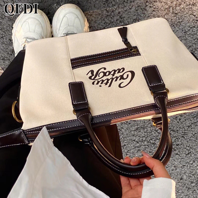 QFDI Túi Xách canvas Sức Chứa Lớn Thiết Kế Đơn Giản Thời Trang Mới Cho ...