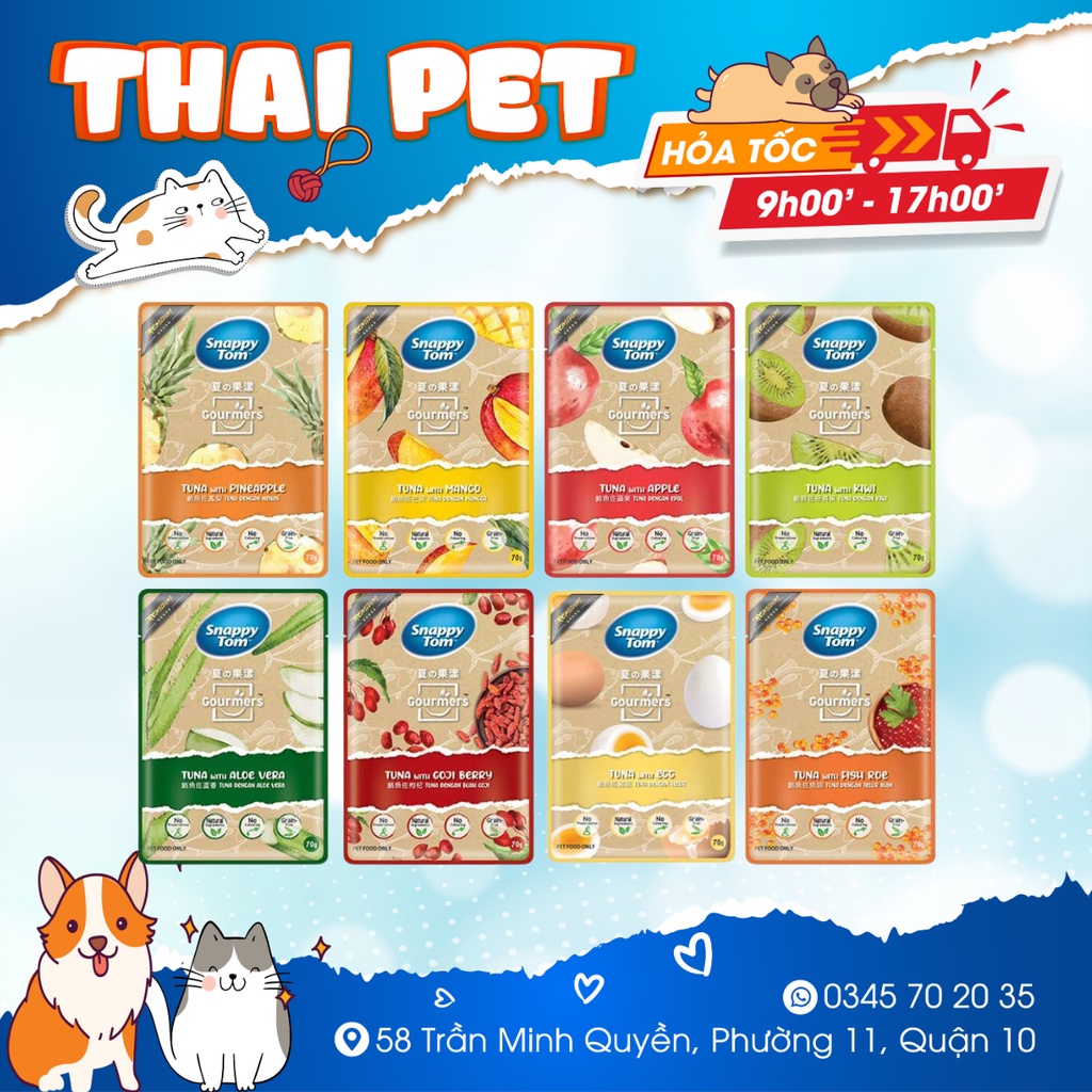 Snappy tom trái cây 70g, pate cho mèo snappytom từ thịt và trái cây ...